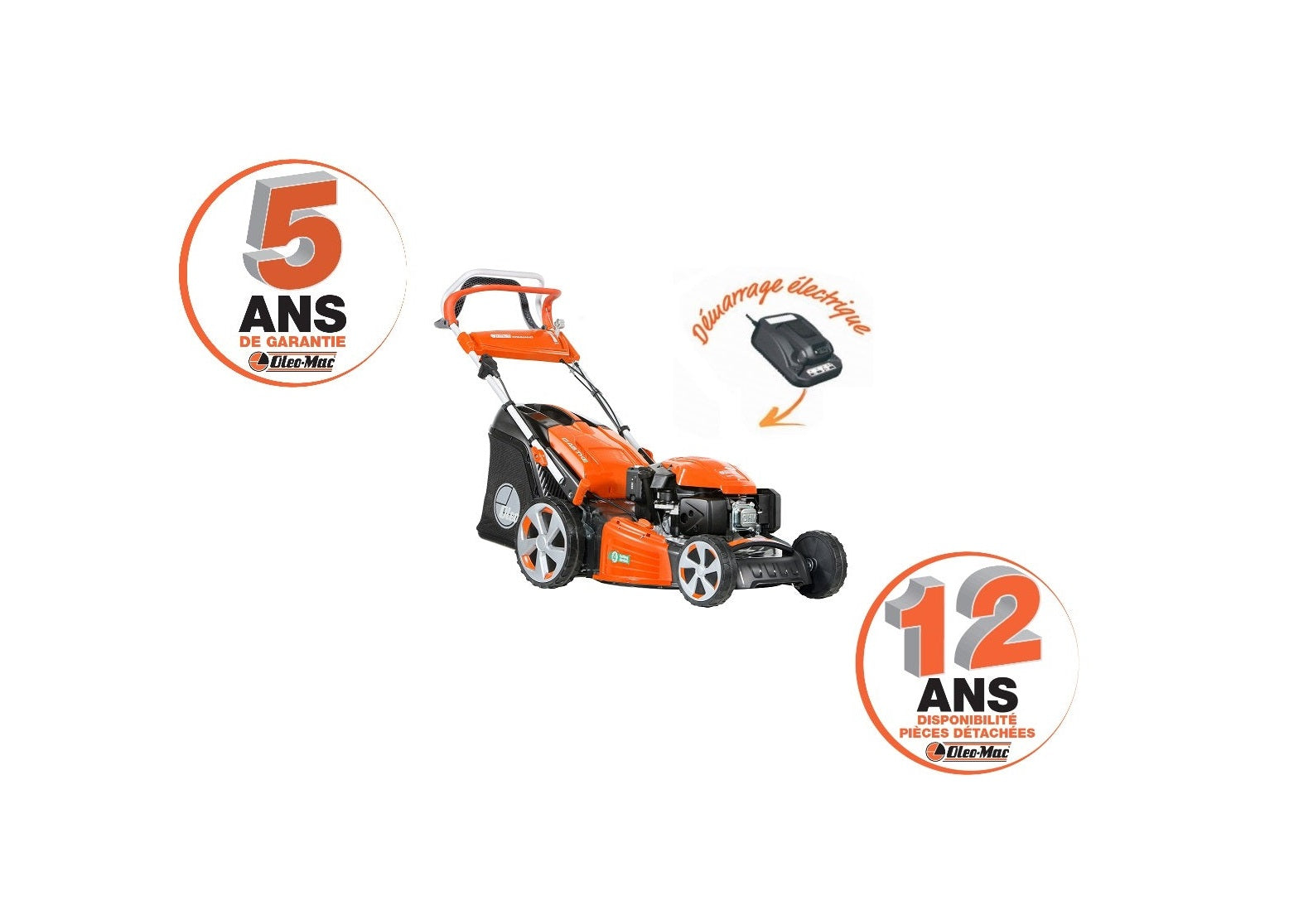 Tondeuse Oleo Mac G 48 TKE AllRoad Plus 4 - Démarrage batterie - 166cm – Etablissements Valentin ...